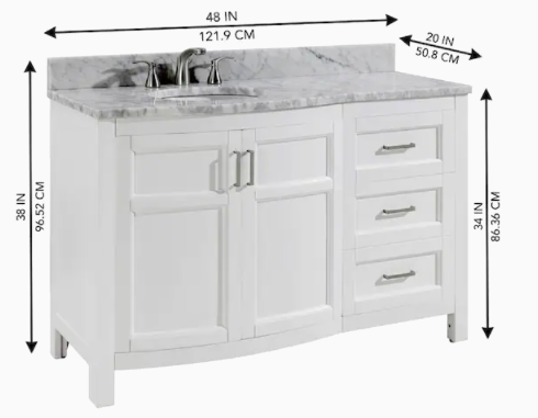 allen + roth Moravia 48-in White Undermount Single Sink Bathroom Vanit ...