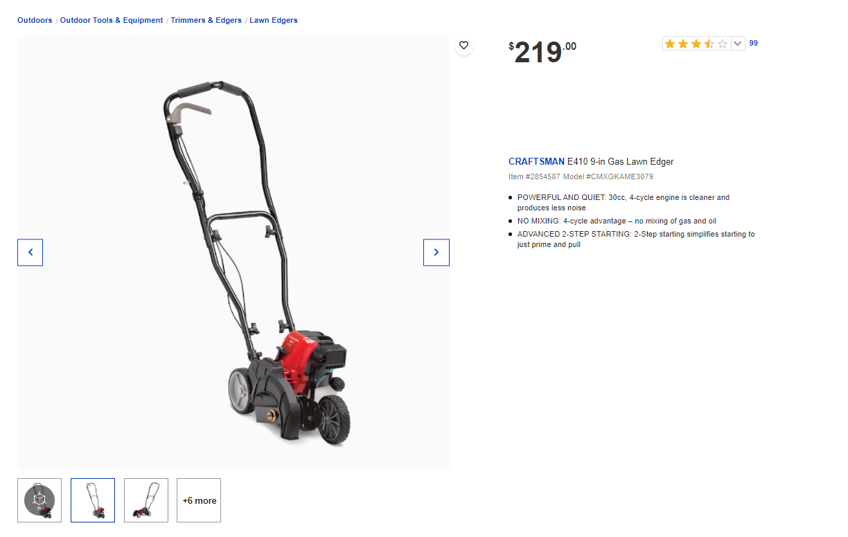 CRAFTSMAN E410 9-in Gas Lawn Edger – Build Smart Liquidation
